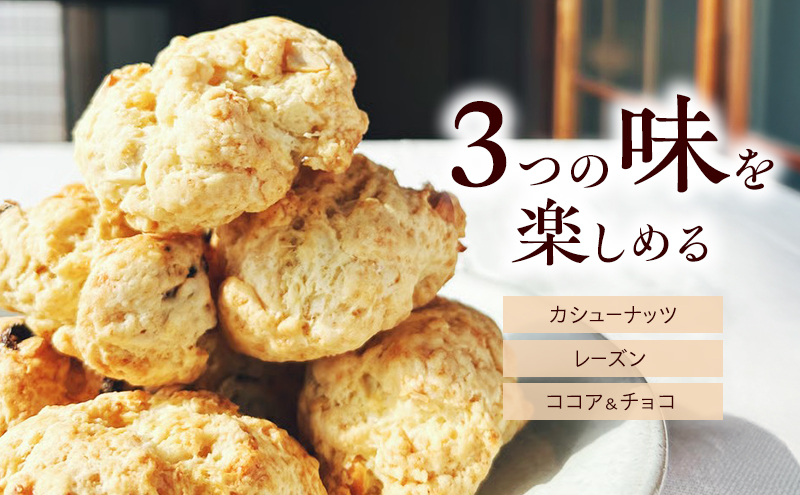 スコーン 詰め合わせ 12個セット 3種類 カシューナッツ レーズン ココア＆チョコ 手作り 焼き菓子｜JALふるさと納税サイト